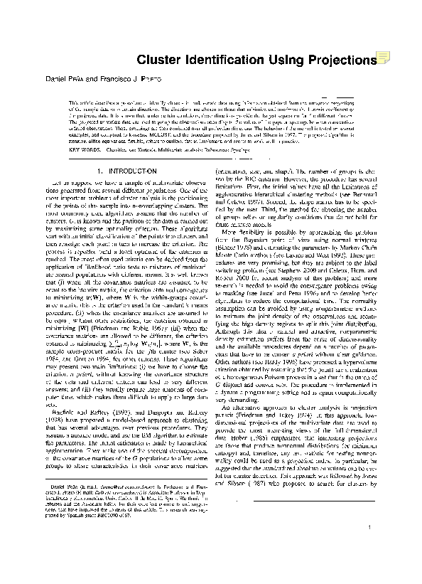 (PDF) Cluster Identification Using Projections