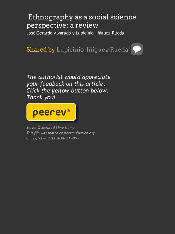 (PDF) Ethnography as a social science perspective: a review