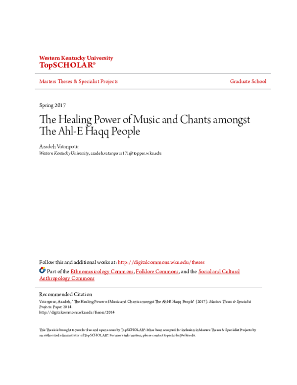 (PDF) The Healing Power of Music and Chants amongst The Ahl-E Haqq People