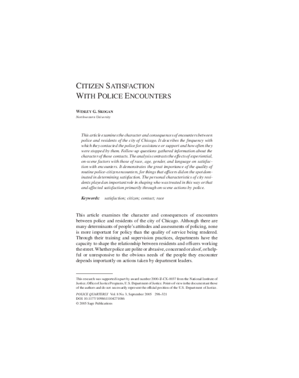 (PDF) Citizen Satisfaction with Police Encounters