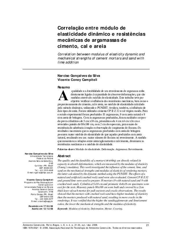 (PDF) Correlation between modulus of elasticity dynamic and mechanical strengths of cement ...