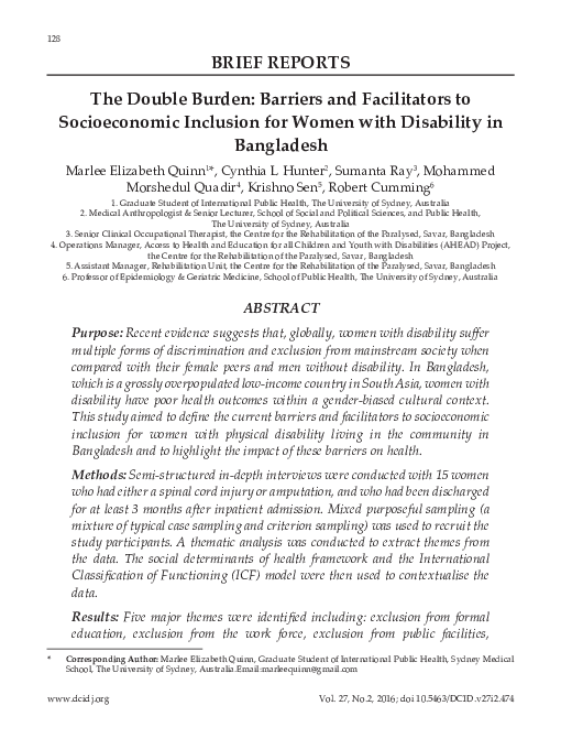 (PDF) The Double Burden: Barriers and Facilitators to Socioeconomic ...