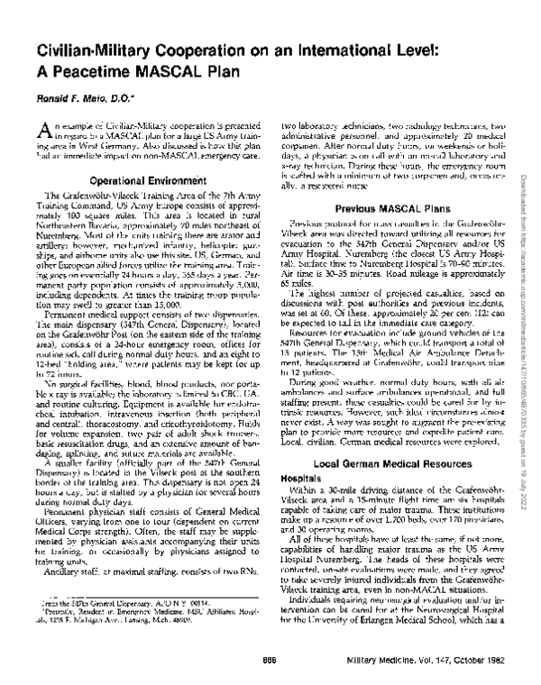 (PDF) Civilian-Military Cooperation on an International Level: A ...