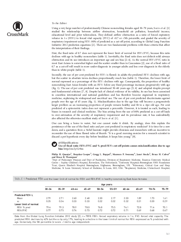 Pdf Defining Airflow Obstruction Brendan Cooper
