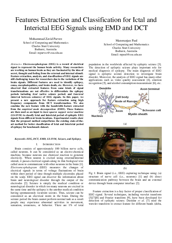 (PDF) Features extraction and classification for Ictal and Interictal EEG signals using EMD and DCT