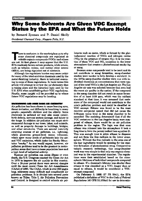 (PDF) Why some solvents are given VOC exempt status by the EPA and what ...