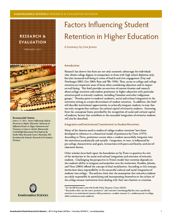 (PDF) Factors Influencing Student Retention in Higher Education