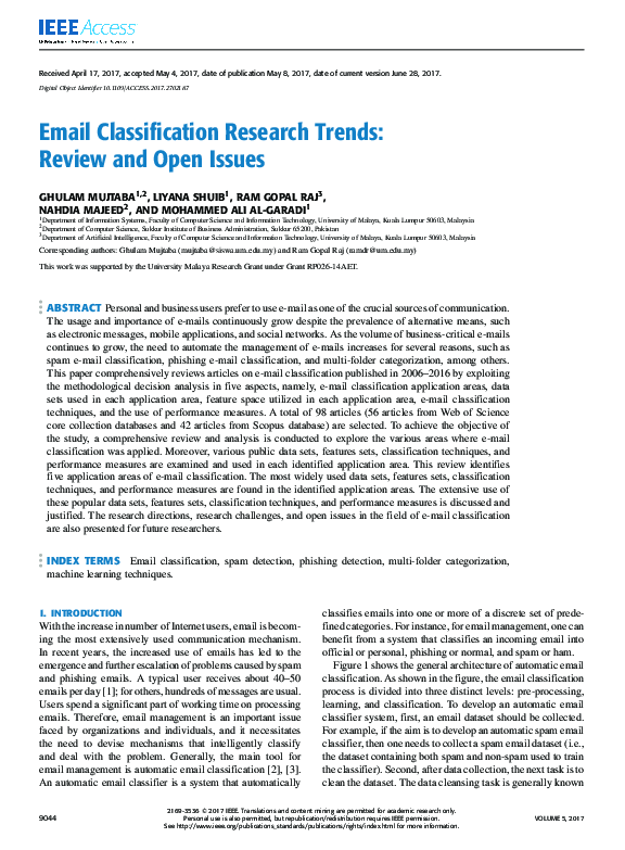 (PDF) Email Classification Research Trends: Review and Open Issues