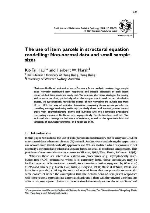 (PDF) The use of item parcels in structural equation modelling: Non ...