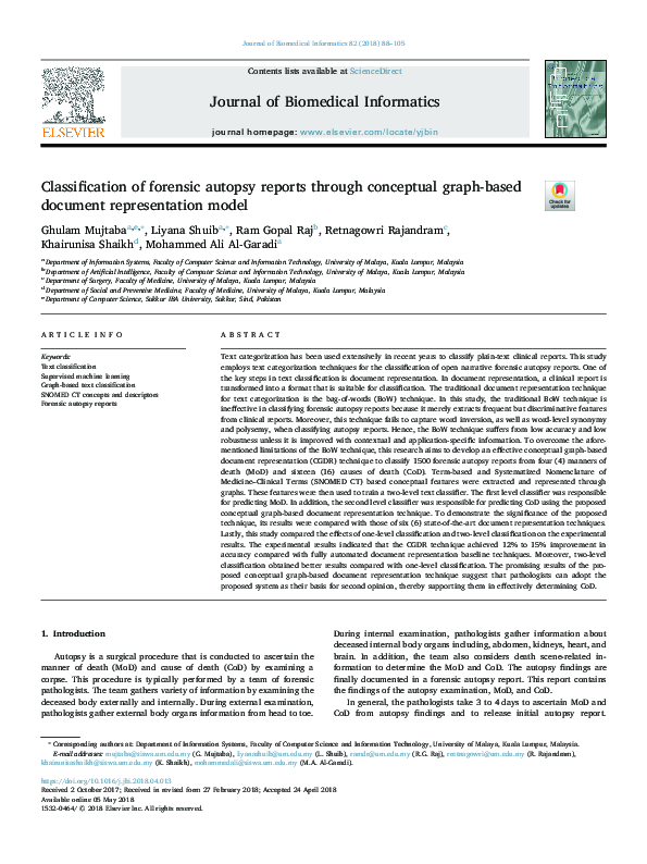 Pdf Classification Of Forensic Autopsy Reports Through Conceptual Graph Based Document