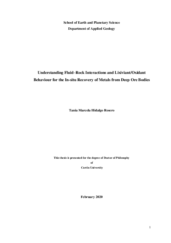 (PDF) Understanding Fluid–Rock Interactions and Lixiviant/Oxidant ...