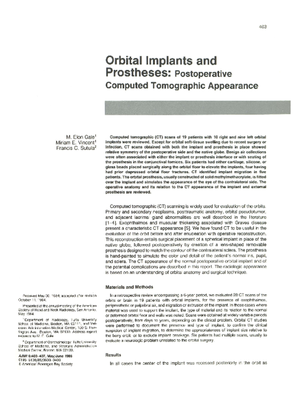 (PDF) Orbital implants and prostheses: postoperative computed tomographic appearance