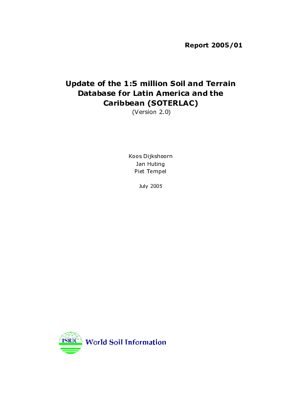 (PDF) Update of the 1:5 million Soil and Terrain Database for Latin ...