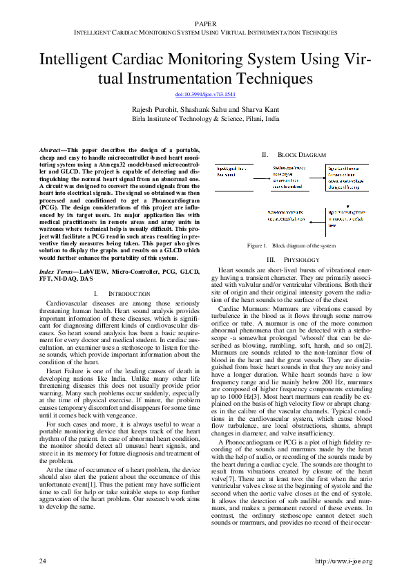 (PDF) Intelligent Cardiac Monitoring System using Virtual ...