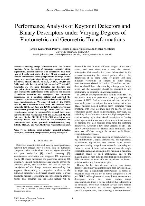 (PDF) Keypoint Detectors and Descriptors Performance
