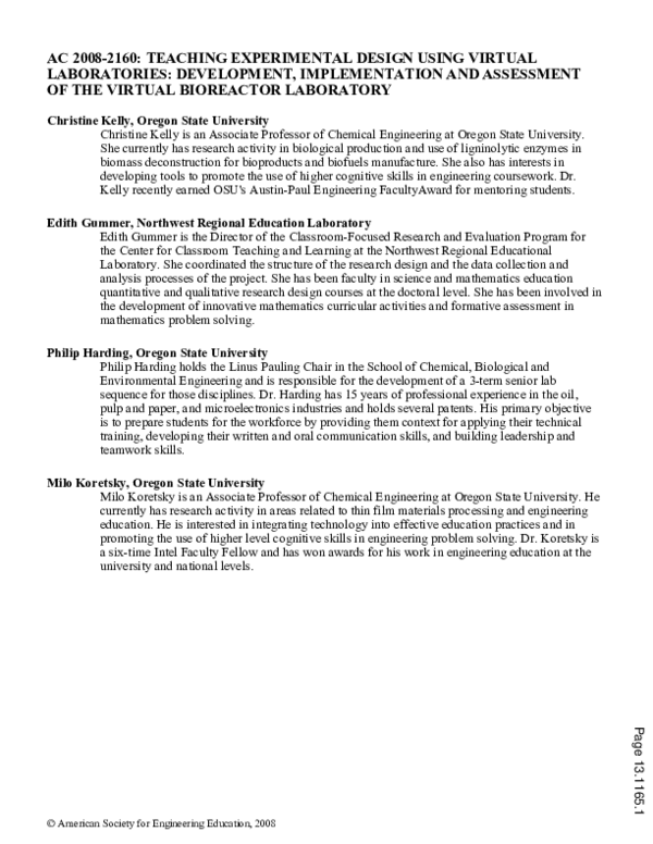 (PDF) Teaching Experimental Design Using Virtual Laboratories: Development, Implementation And ...