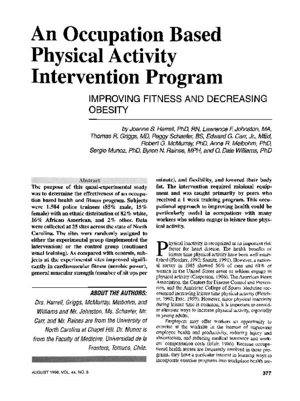 (PDF) An Occupation Based Physical Activity Intervention Program