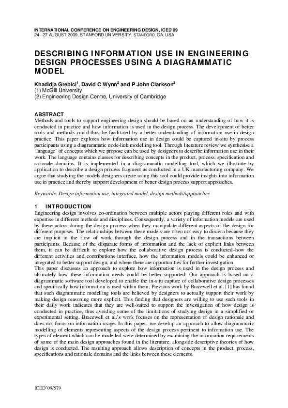(PDF) Describing information use in engineering design processes using a diagrammatic model