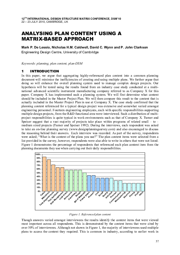 (PDF) Analysing plan content using a matrix-based approach