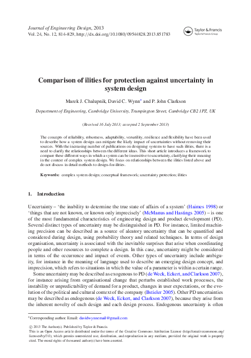 Comparison of ilities for protection against uncertainty in system design