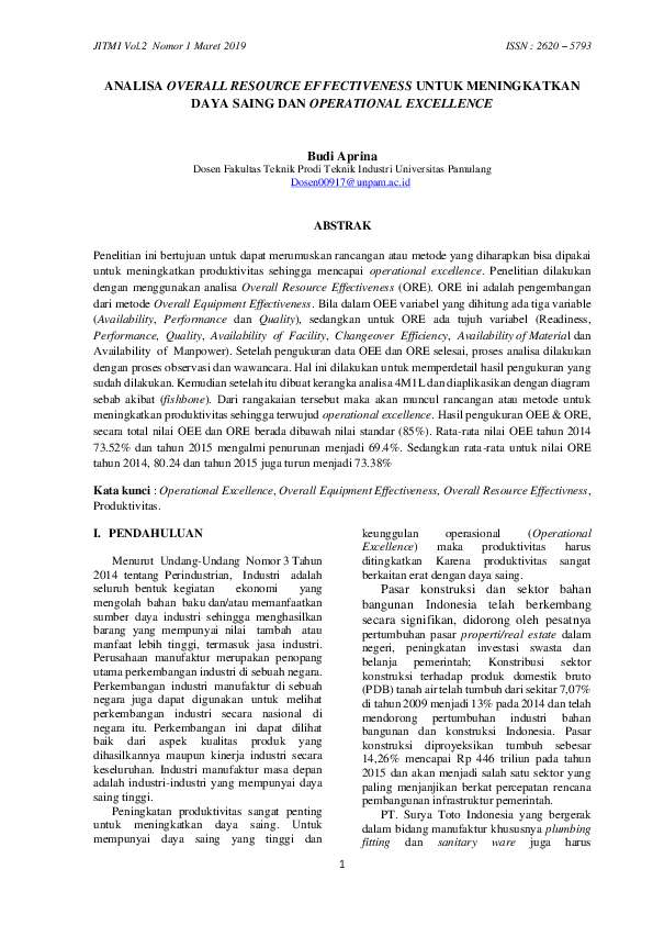 (PDF) Analisa Overall Resource Effectiveness Untuk Meningkatkan Daya ...