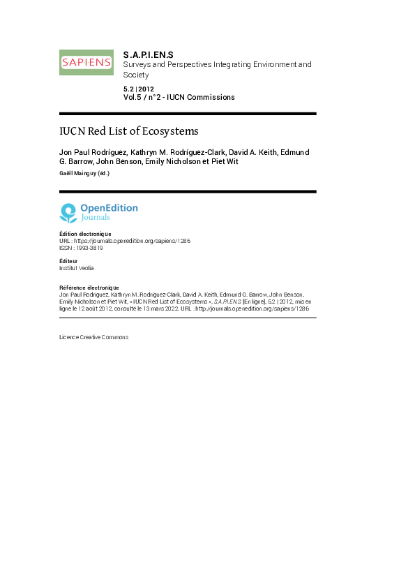 (PDF) IUCN Red List of Ecosystems