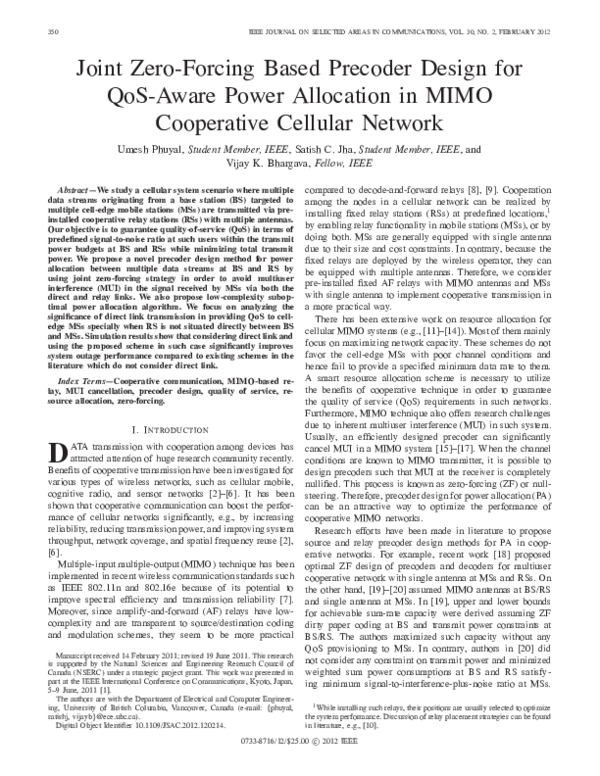 (PDF) Joint Zero-Forcing Based Precoder Design for QoS-Aware Power Allocation in MIMO ...