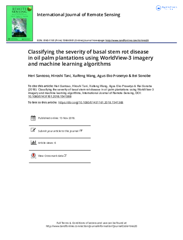 (PDF) Classifying the severity of basal stem rot disease in oil palm plantations using WorldView ...