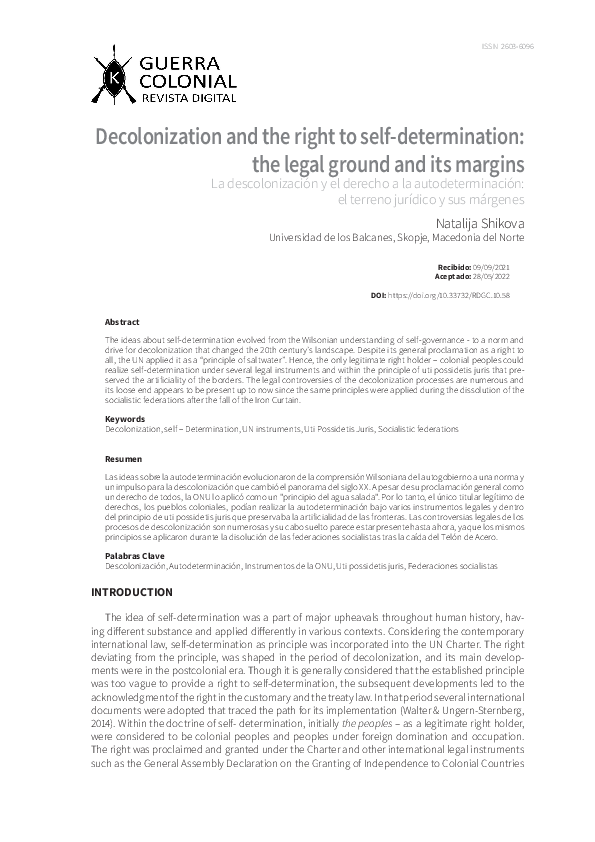 (PDF) Decolonization and the right to self-determination
