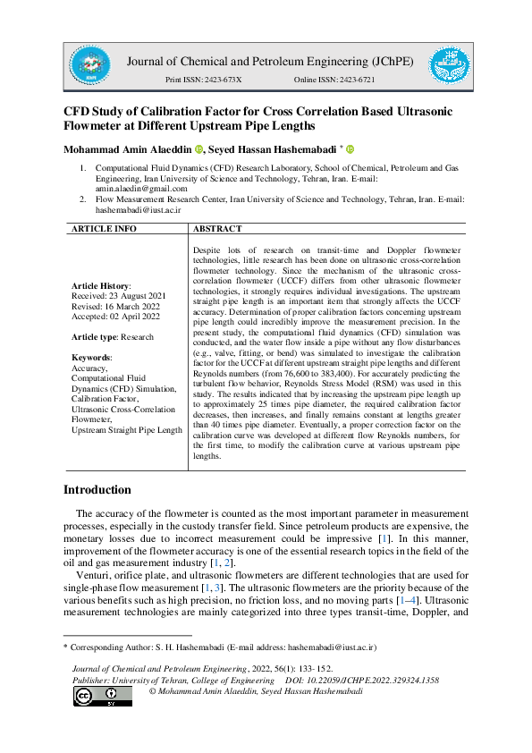(PDF) CFD Study of Calibration Factor for Cross Correlation Based Ultrasonic Flowmeter at ...