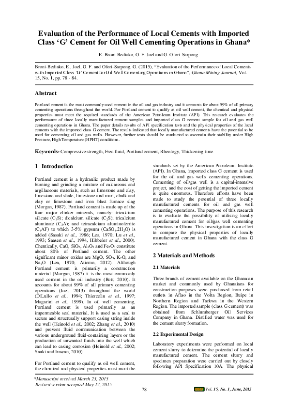 (PDF) Evaluation of the Performance of Local Cements with Imported ...