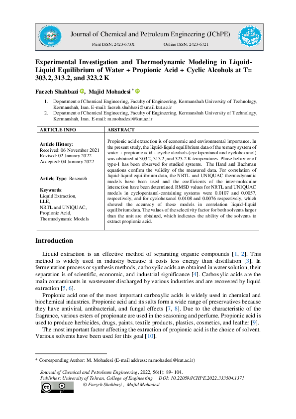 (PDF) Experimental Investigation and Thermodynamic Modeling in Liquid ...