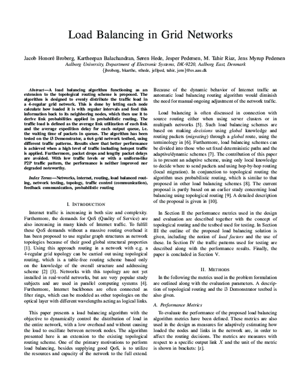 Pdf Load Balancing In Grid Networks
