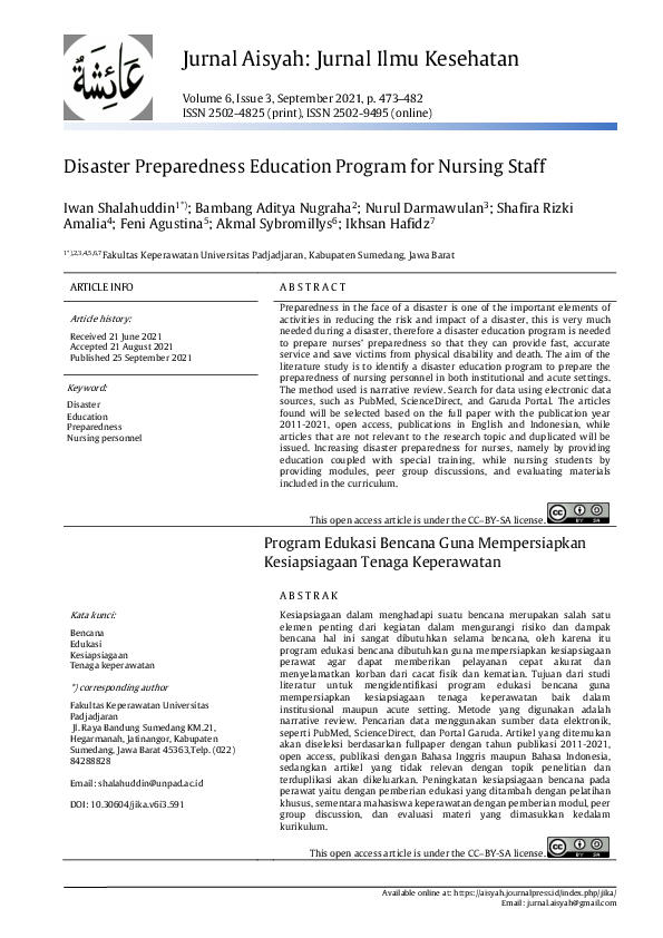 (PDF) Disaster Preparedness Education Program for Nursing Staff
