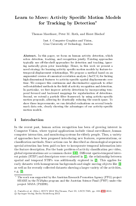 (PDF) Learn to Move: Activity Specific Motion Models for Tracking by ...