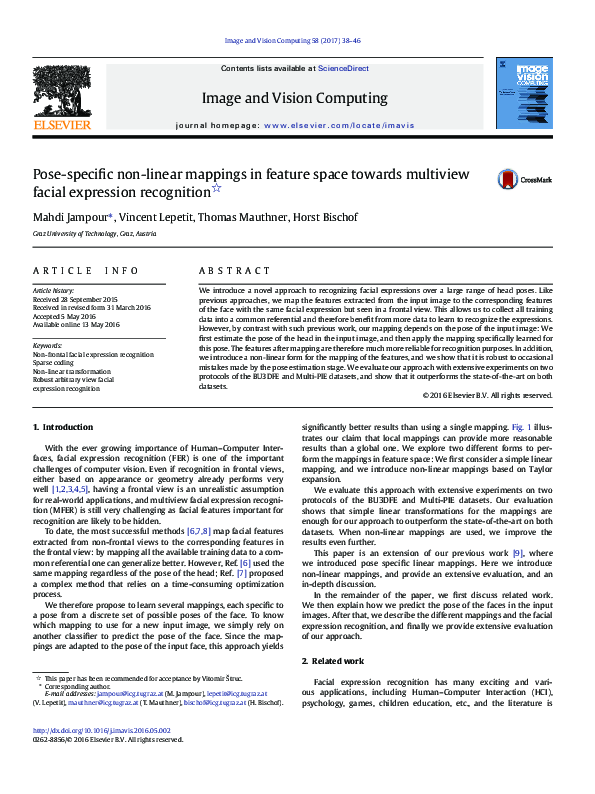 (PDF) Pose-specific non-linear mappings in feature space towards multiview facial expression ...