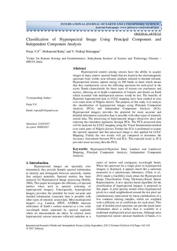 (PDF) Classification of Hyperspectral Image Using Principal Component and Independent Component ...