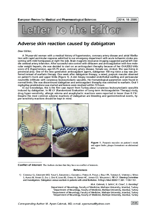 (PDF) Adverse skin reaction caused by dabigatran