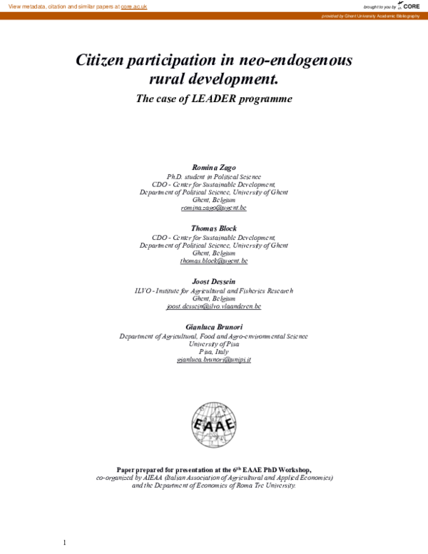 (PDF) Citizen participation in the neo-endogenous rural development ...