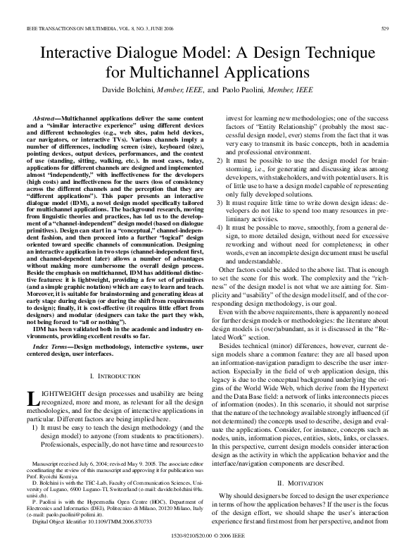 (PDF) Interactive dialogue model: a design technique for multichannel ...