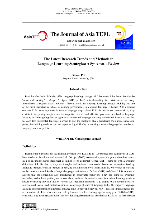 (PDF) The Latest Research Trends and Methods in Language Learning ...