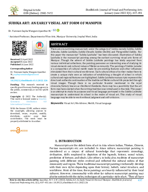 (PDF) Subika Art: An Early Visual Art Form of Manipur