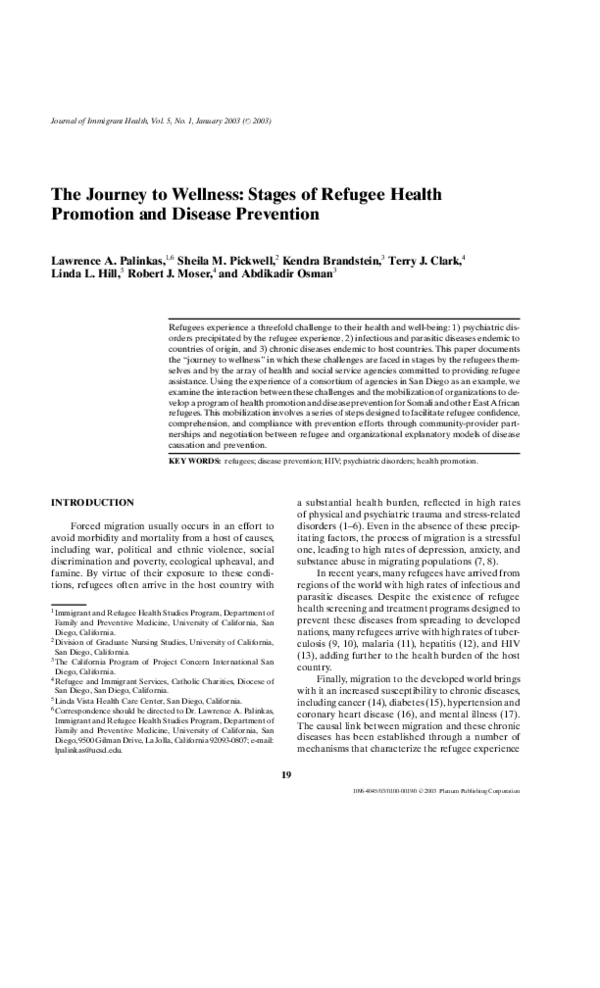 (PDF) The Journey to Wellness: Stages of Refugee Health Promotion and ...