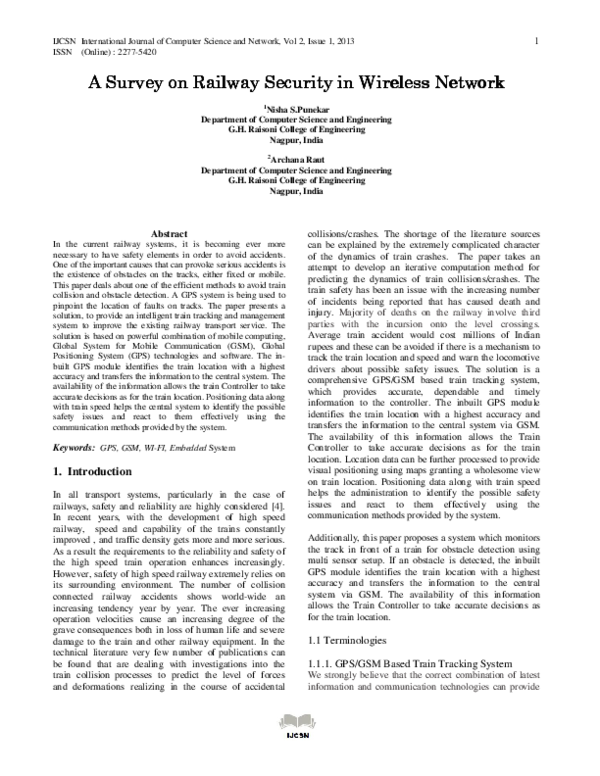 (PDF) A Survey on Railway Security in Wireless Network