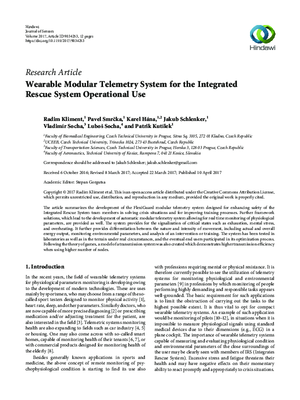 (PDF) Wearable Modular Telemetry System for the Integrated Rescue ...