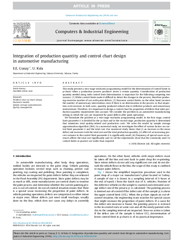 (PDF) Integration of production quantity and control chart design in ...