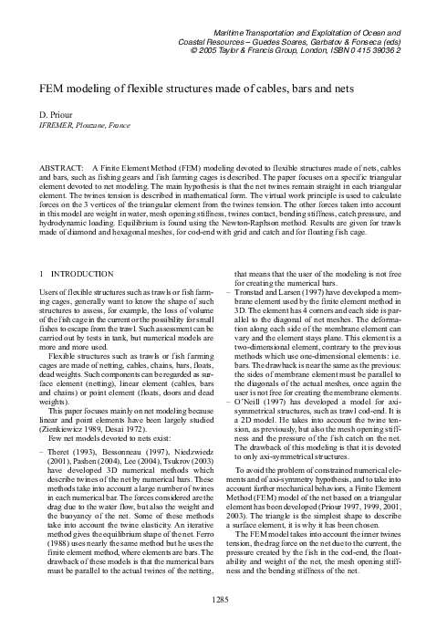 (PDF) FEM modeling of flexible structures made of cables, bars and nets