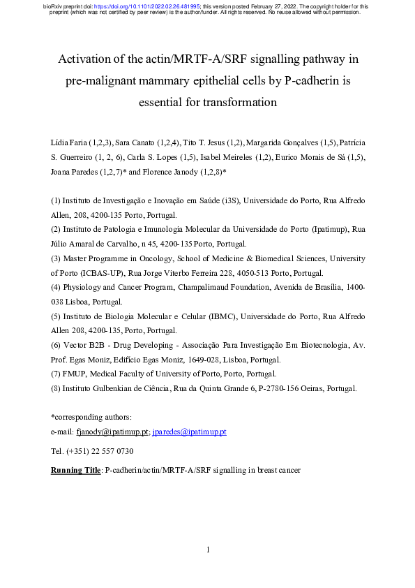 (PDF) Activation of the actin/MRTF-A/SRF signalling pathway in pre ...