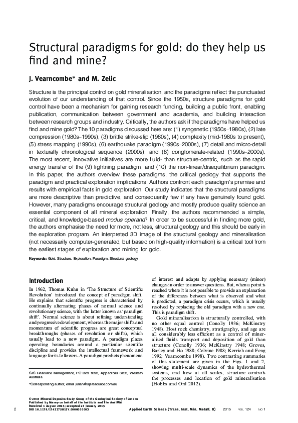 (PDF) Structural paradigms for gold: do they help us find and mine?