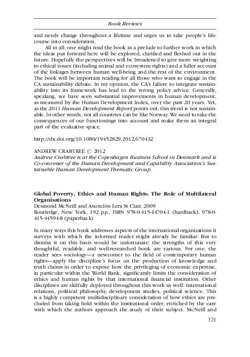 (PDF) Global Poverty, Ethics and Human Rights: The Role of Multilateral ...